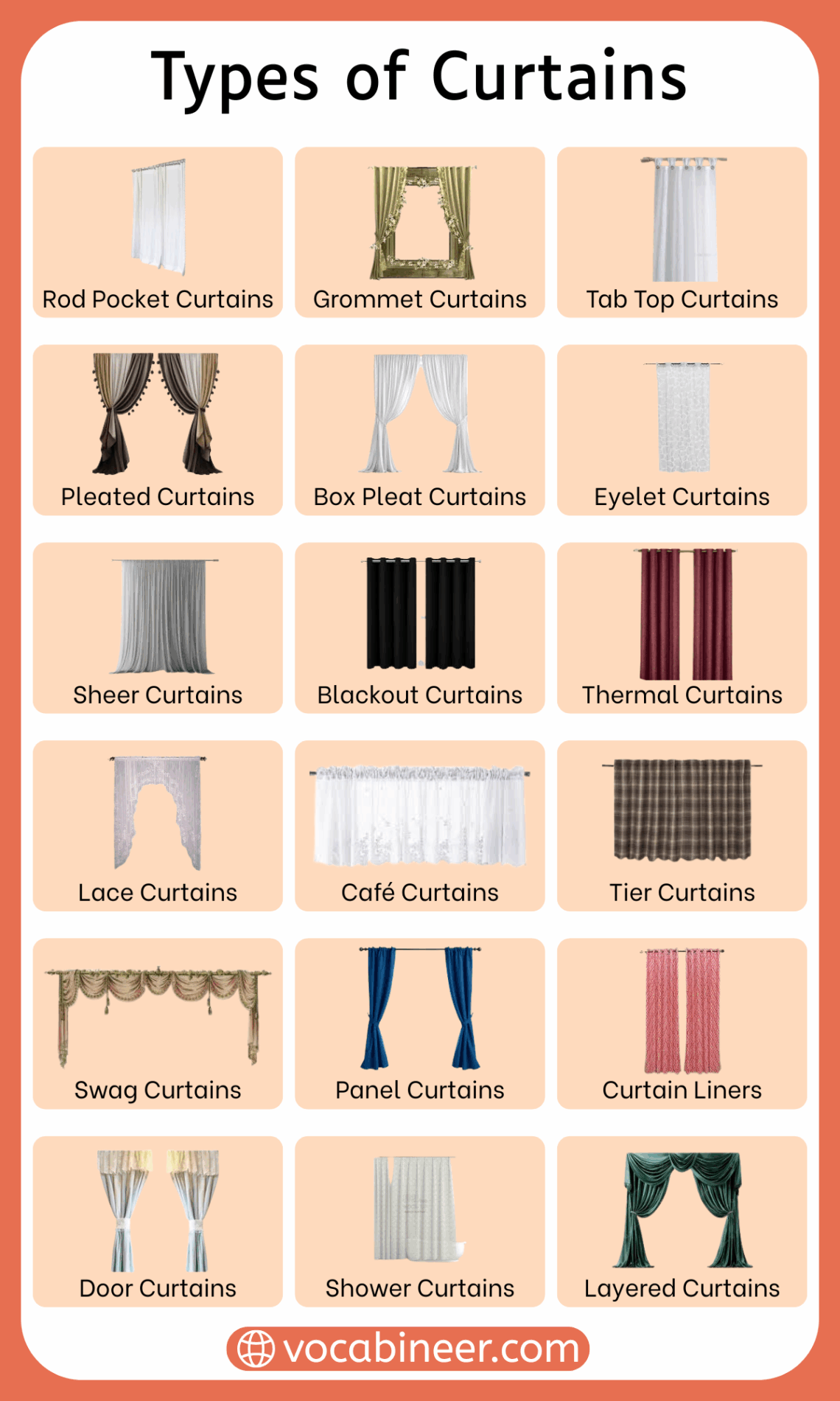 50+ Different Types of Curtains Names With Uses and Pictures