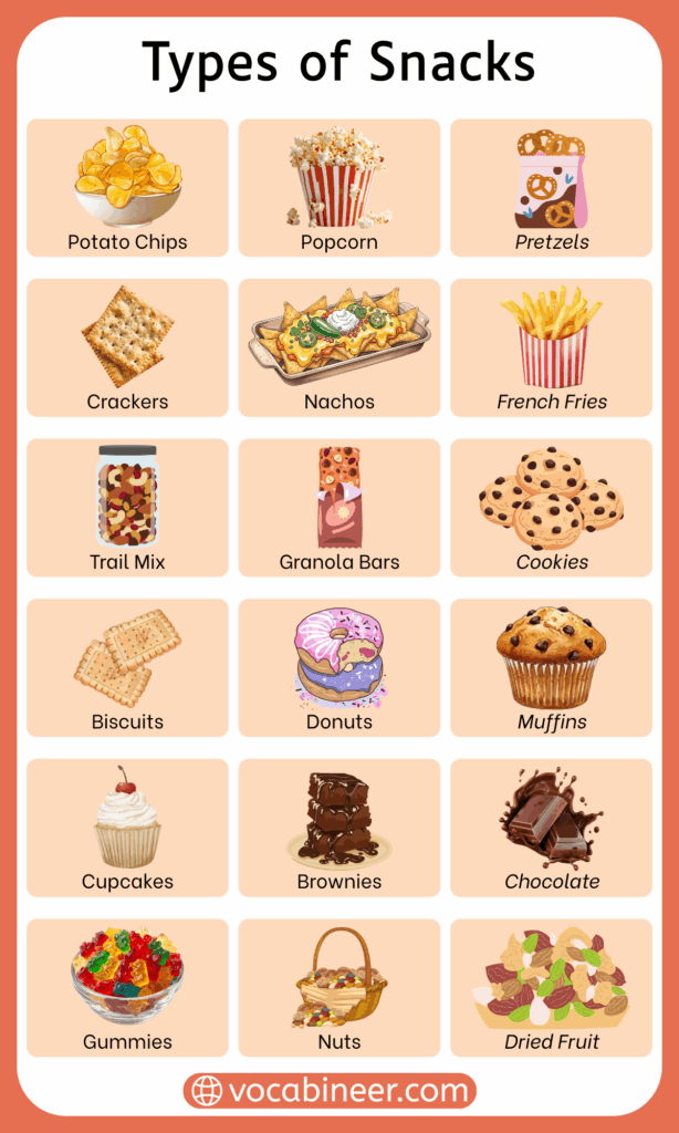 40+ Types of Snacks in English with Pictures