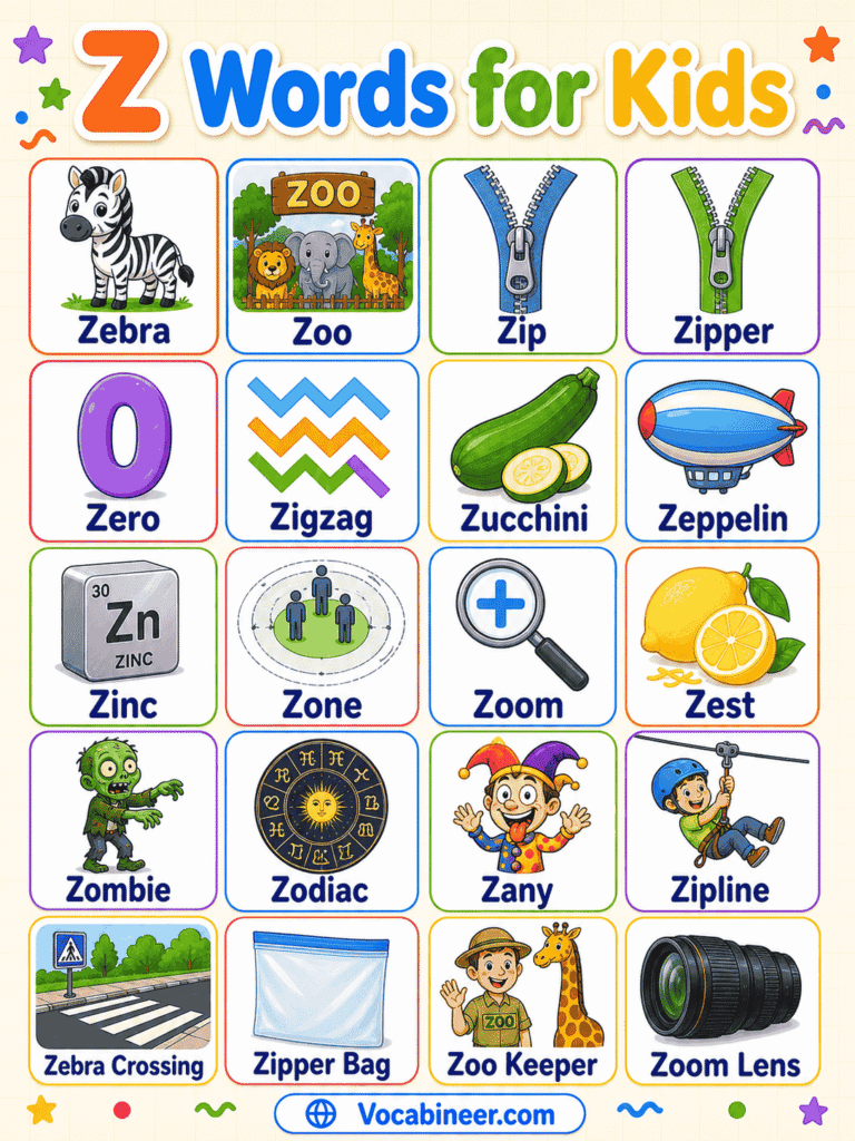 Words That Start with Z | Z Words List in English