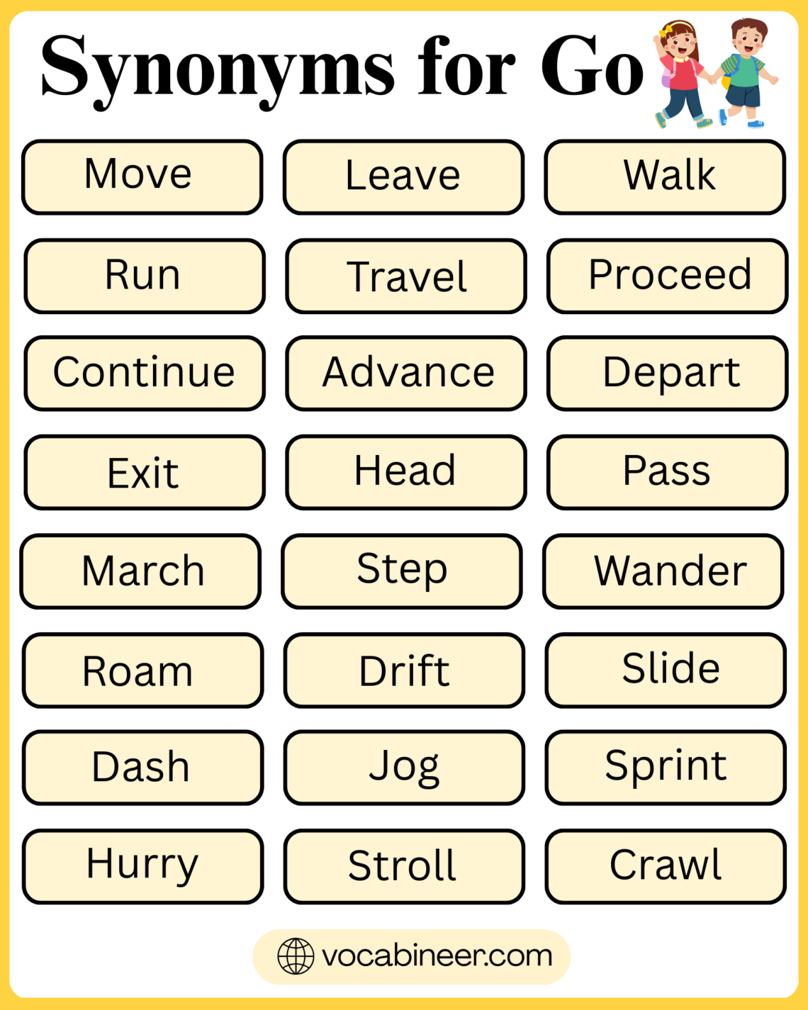 Go Synonyms: 108 English Words That Mean Go