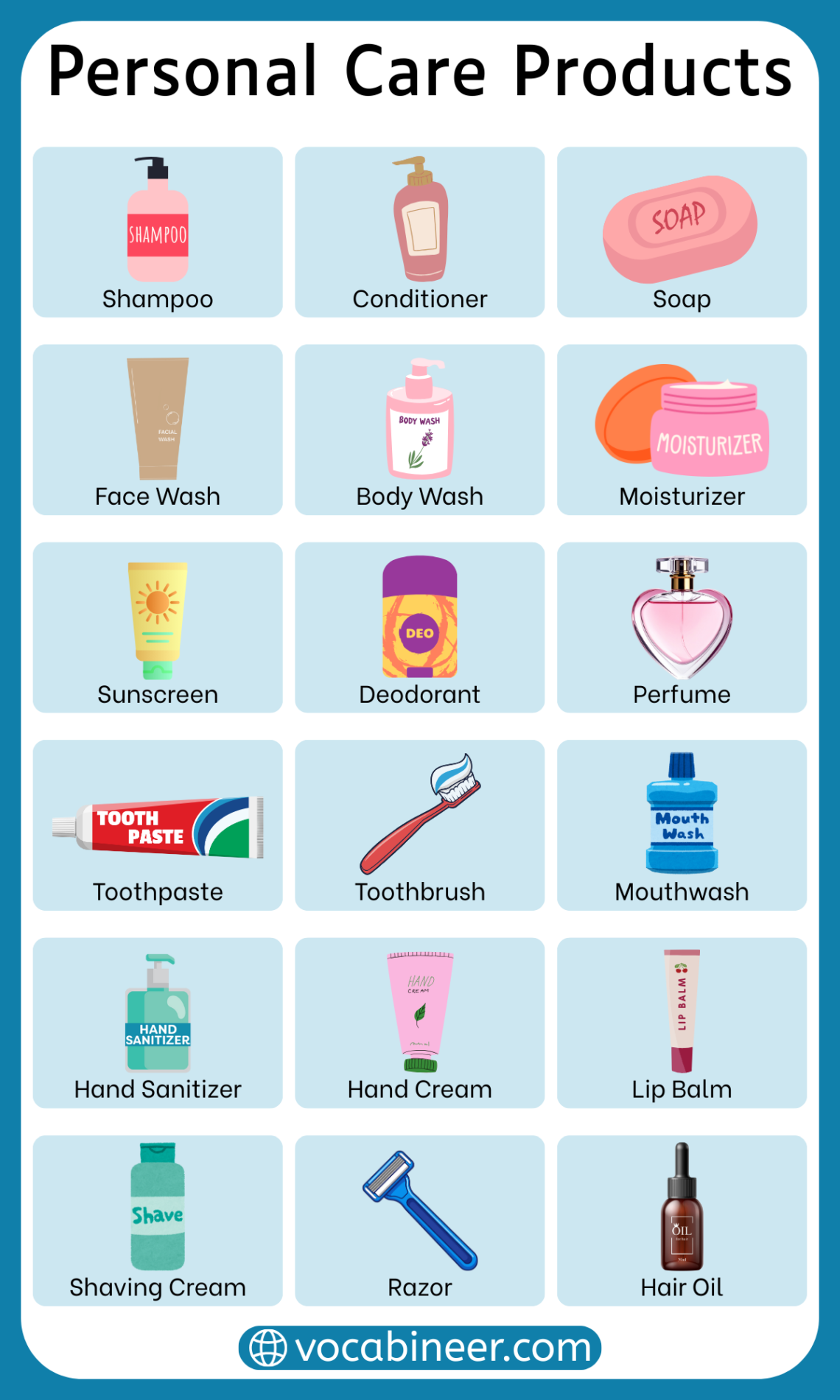 50+ Personal Care Products Names in English with Uses and Pictures