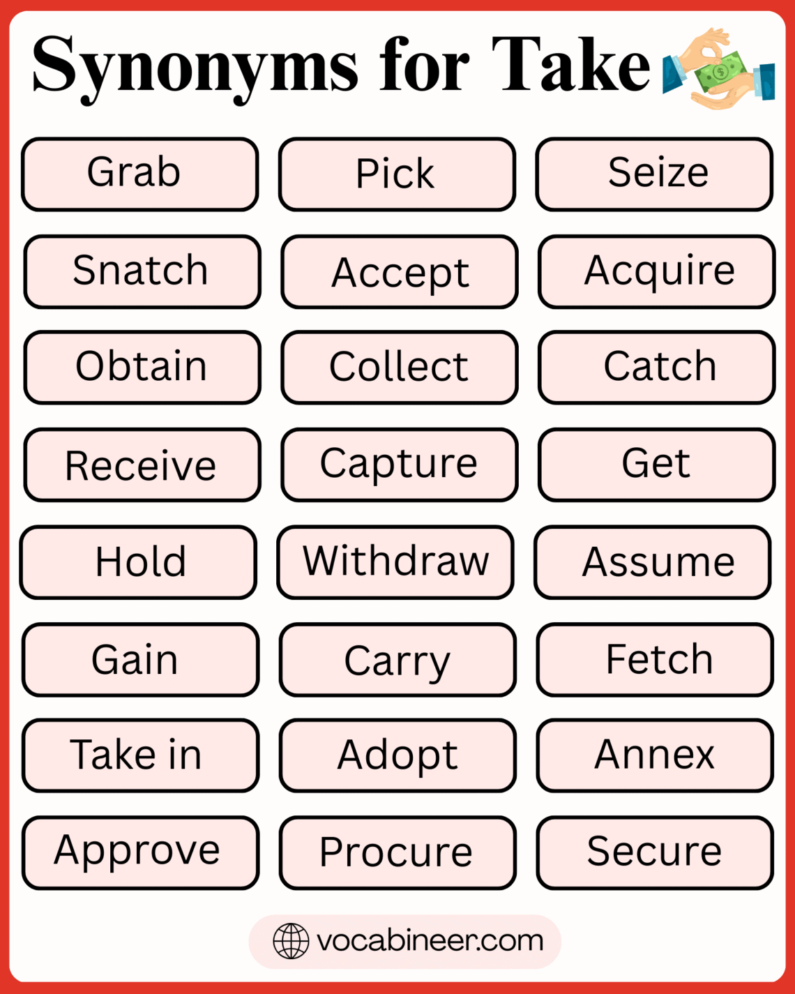 Synonyms For Take: 100+ Easy Words For Take in English