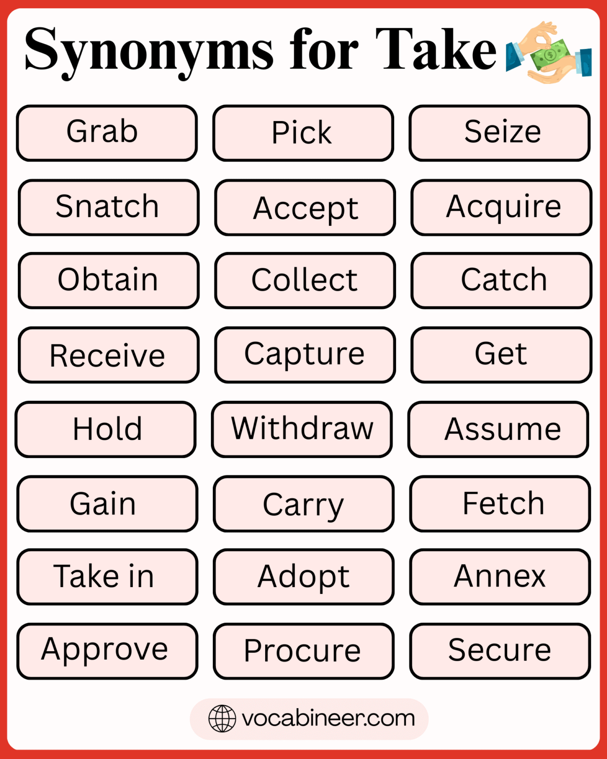 Synonyms For Take: 100+ Easy Words For Take in English