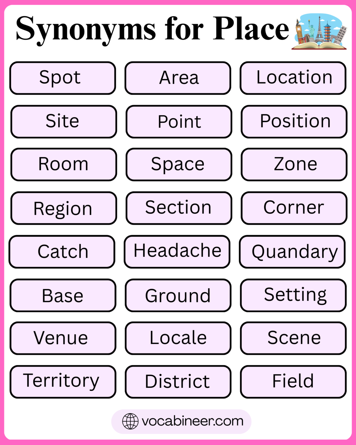 Synonyms for Place: 60 Better Words To Use in English