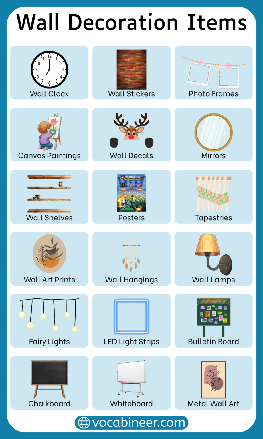 50+ Wall Decoration Items Name List with Pictures