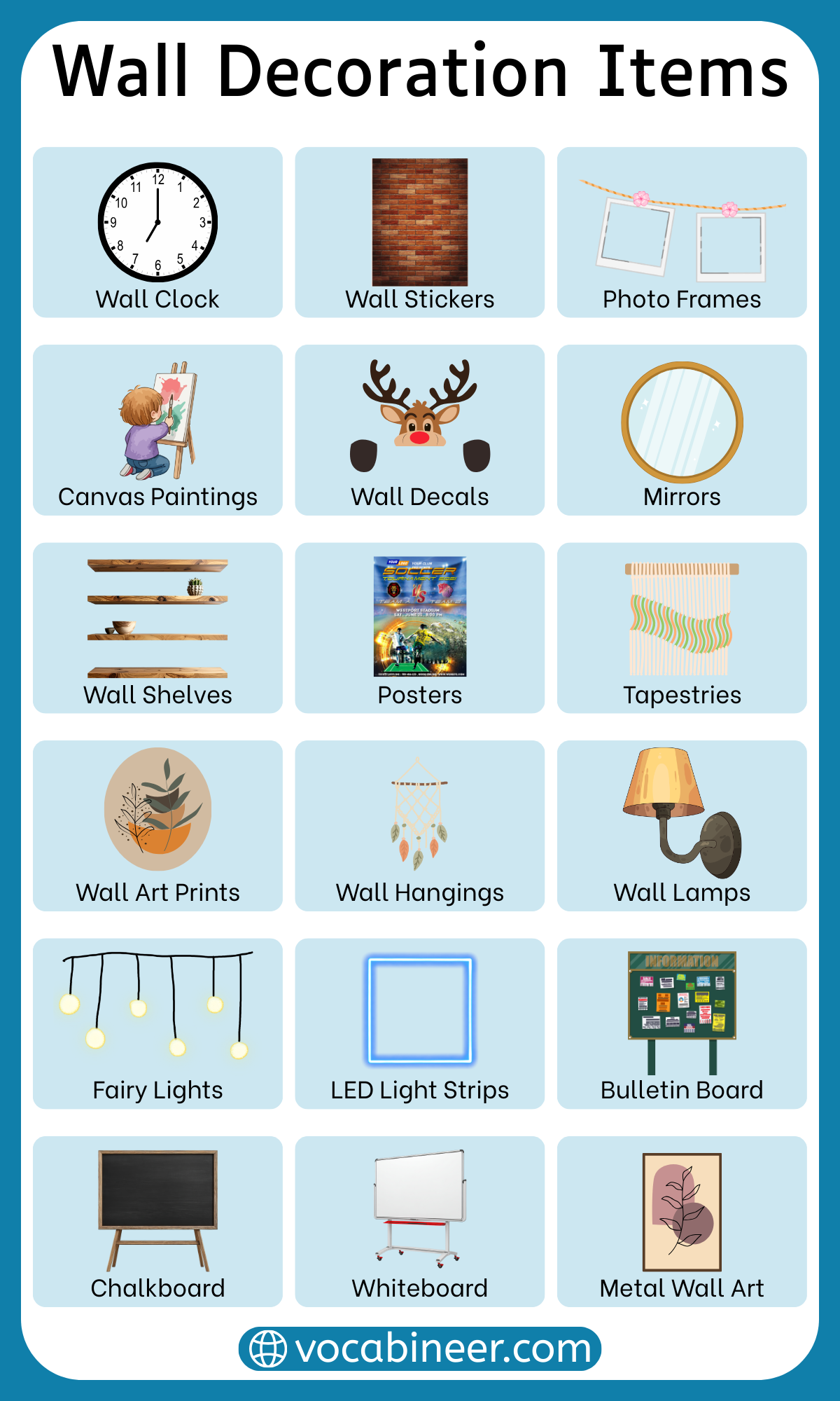 50+ Wall Decoration Items Name List with Pictures
