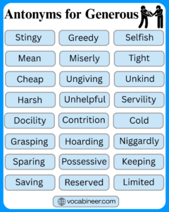 Antonyms for Generous: 40 Opposite Words in English