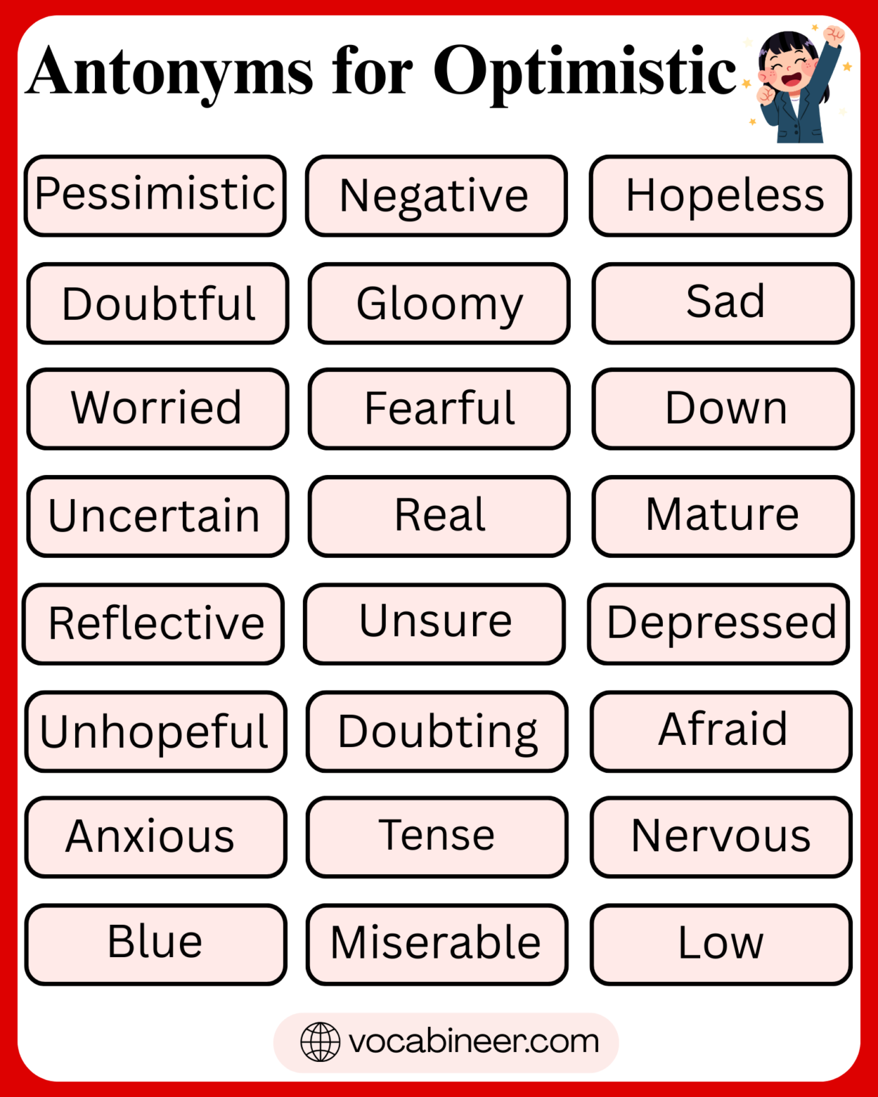 Antonyms for Optimistic | Opposite Words List With Meanings