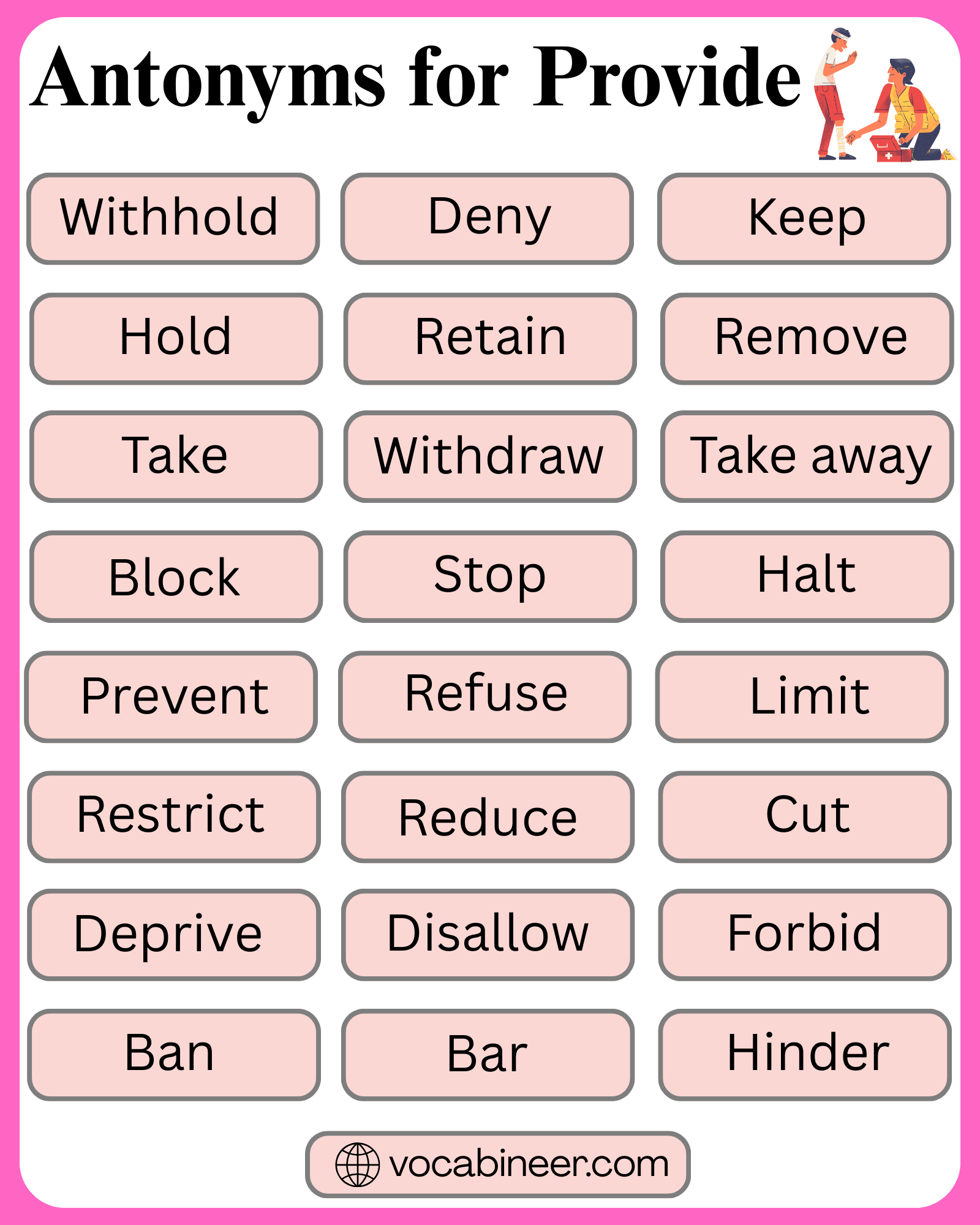 Antonyms for Provide: 36 Common Opposite Words in English