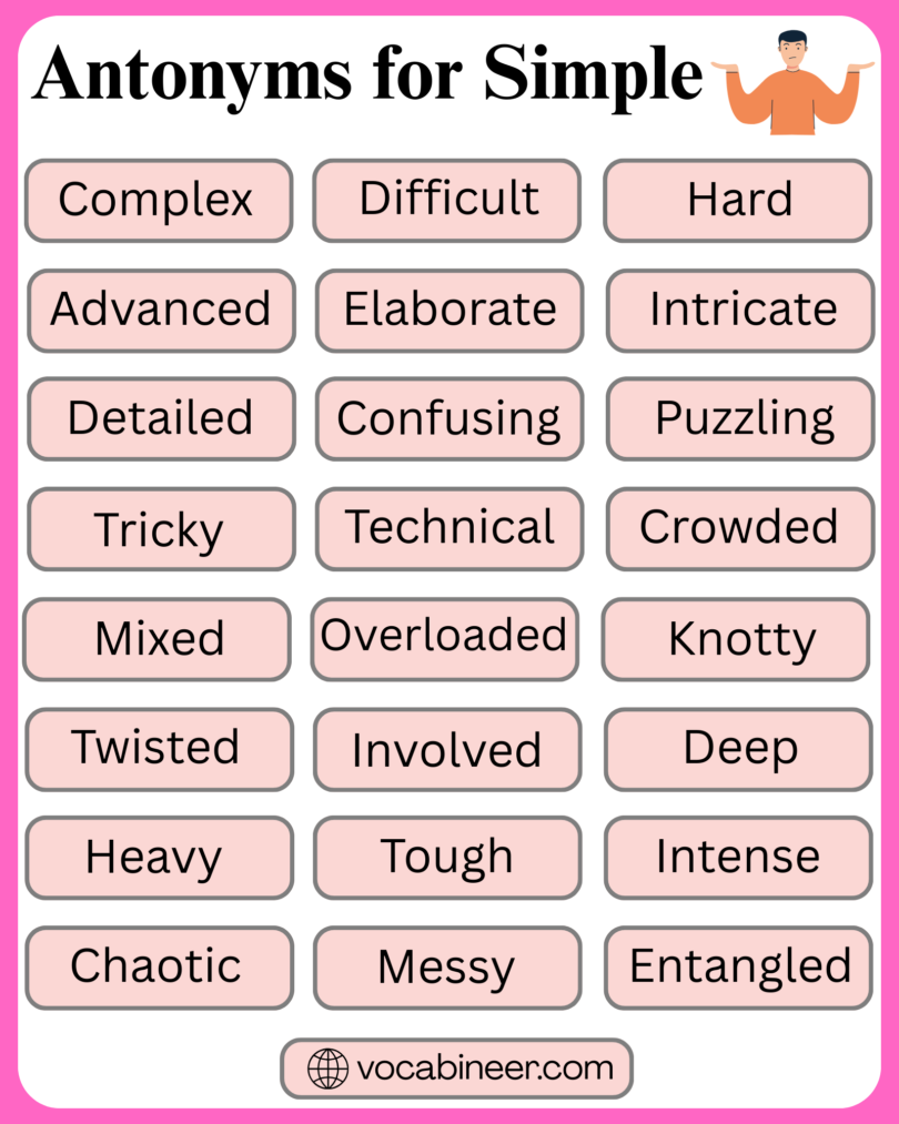 Antonyms for Simple | 40+ List of Opposite Words in English