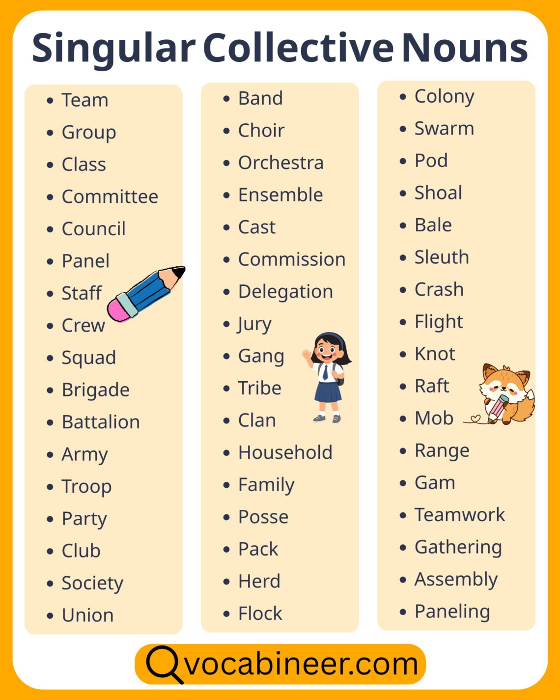 100 Singular Collective Nouns in English with Examples