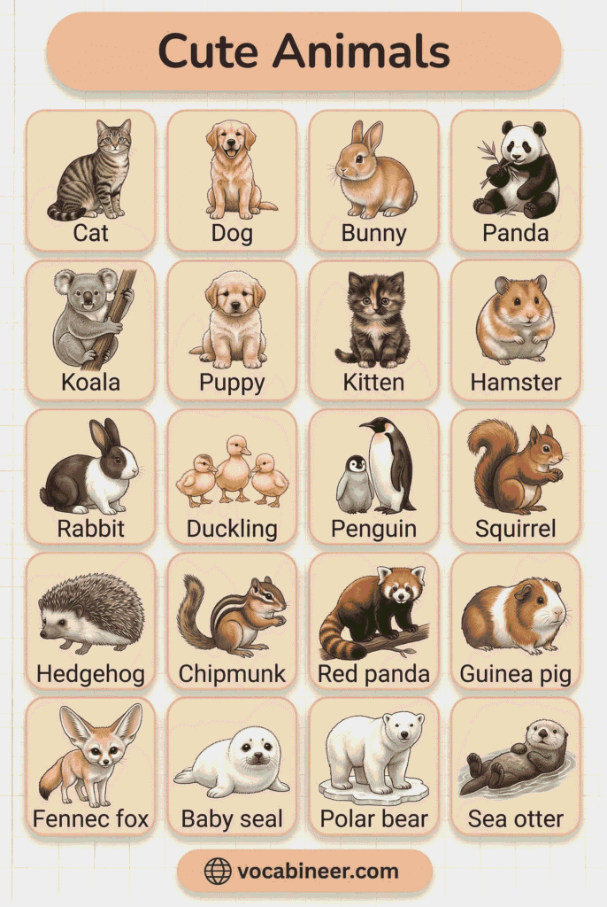 30+ Cute Animals Names in English With Pictures Complete List