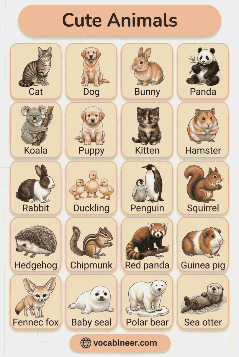 30+ Cute Animals Names in English With Pictures Complete List