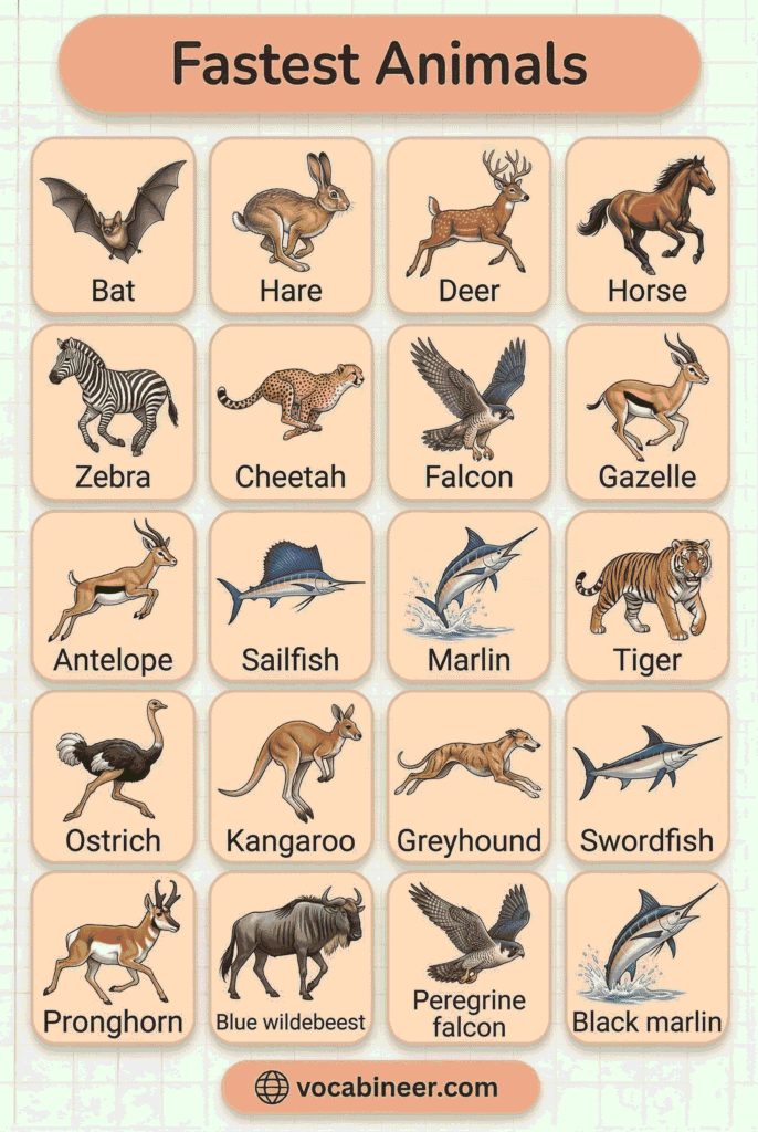 40+ Fastest Animals Names in English With Pictures Complete List