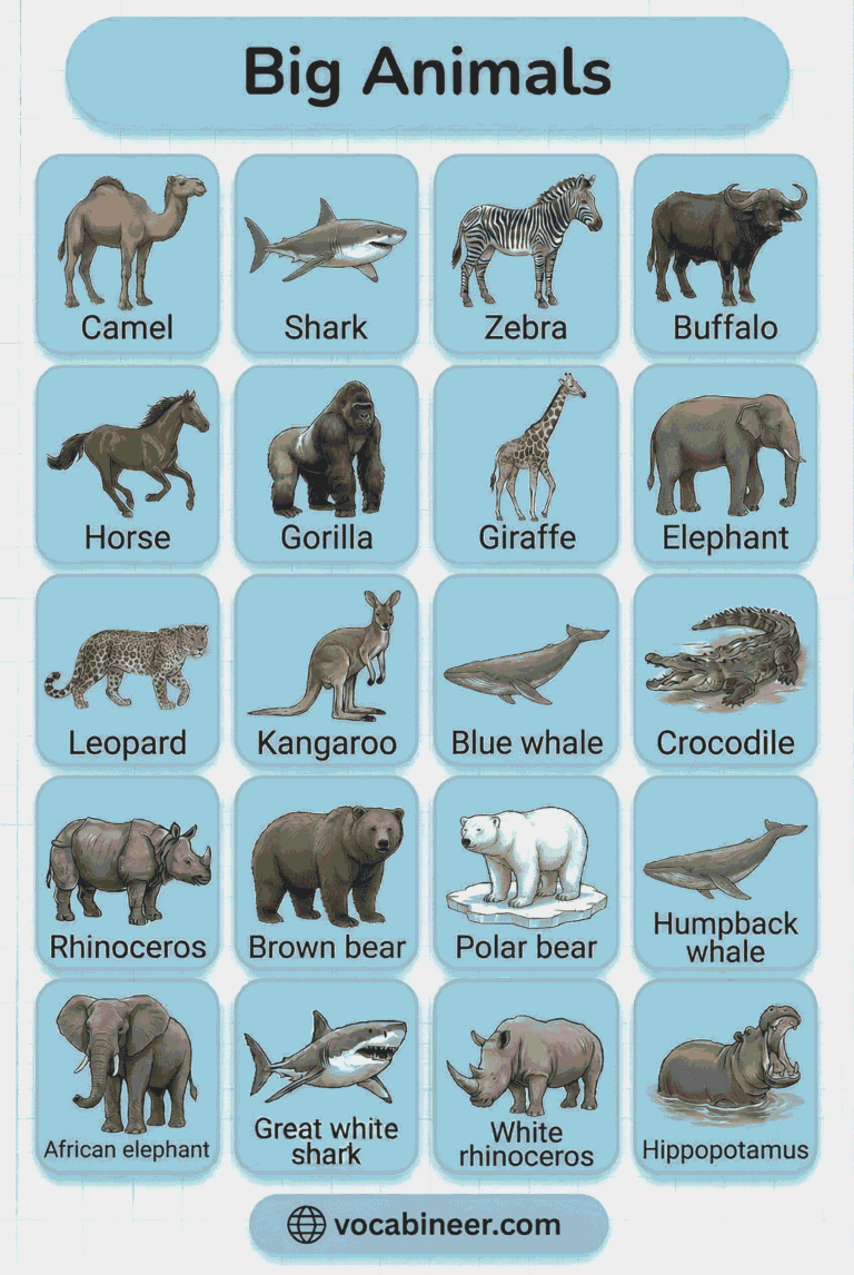 Big Animals Names List in English With Pictures