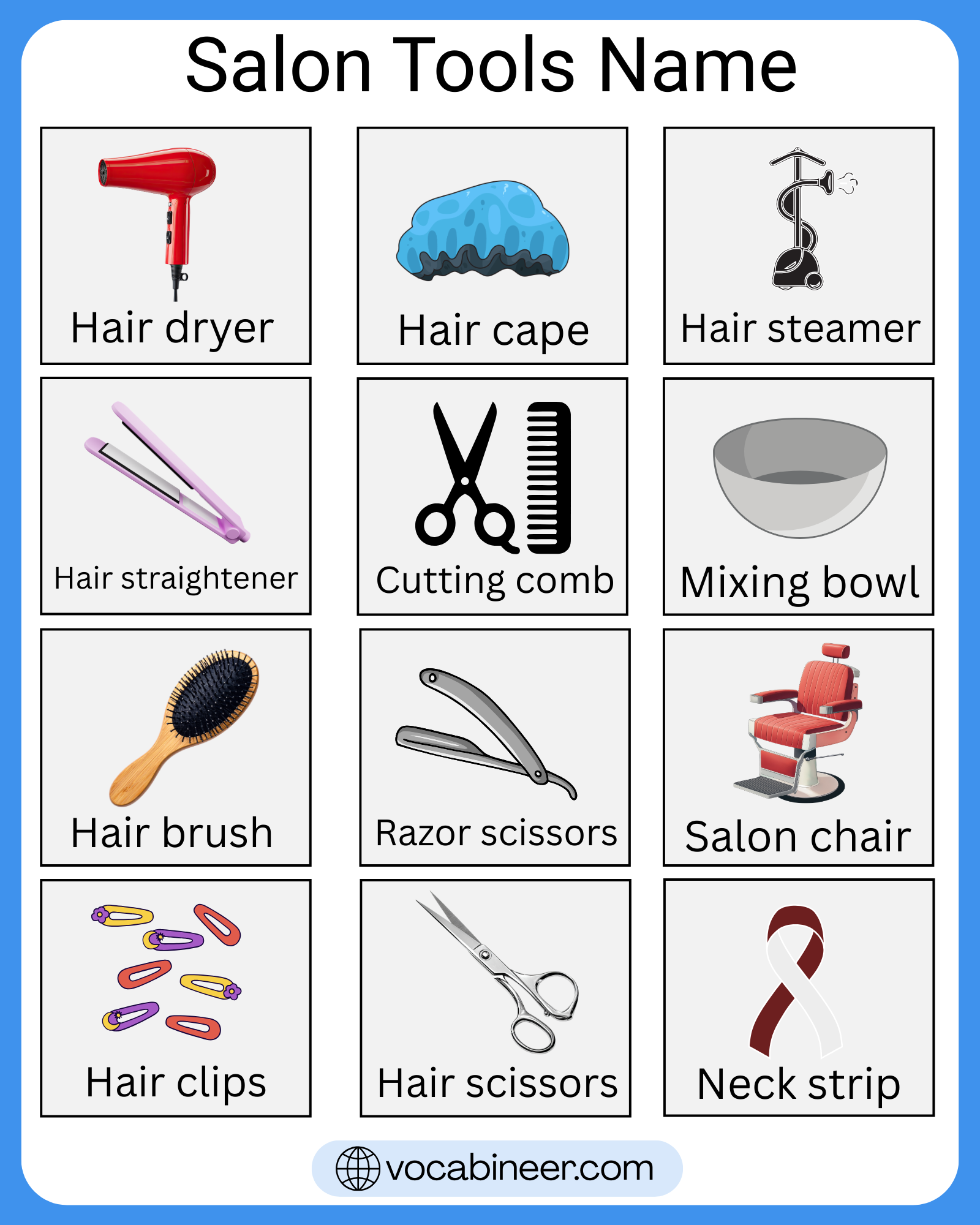 Complete List of Hair Salon Equipment Names With Pictures