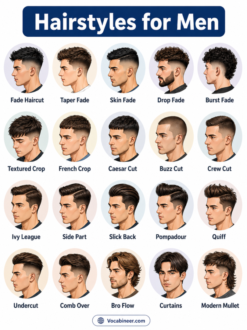 Types of Hairstyles for Men: 80+ Haircut Names with Pictures