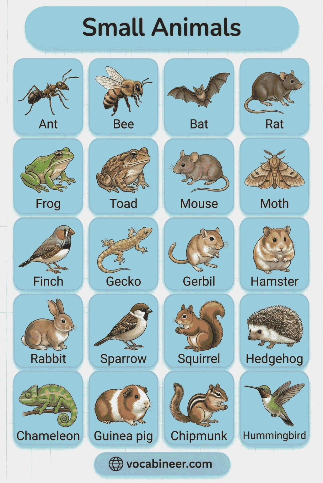 50+ Small Animals Names in English With Pictures Complete List