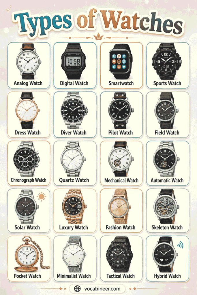 40+ Different Types of Watches With Names and Pictures