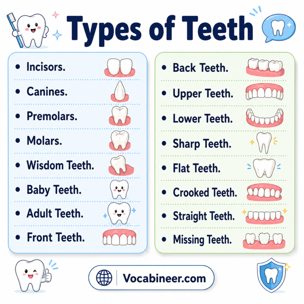 Types of Teeth: 27 Teeth Names, Functions, and Pictures