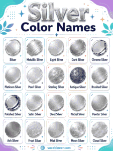 Different Silver Color Names with Pictures and Hex Codes