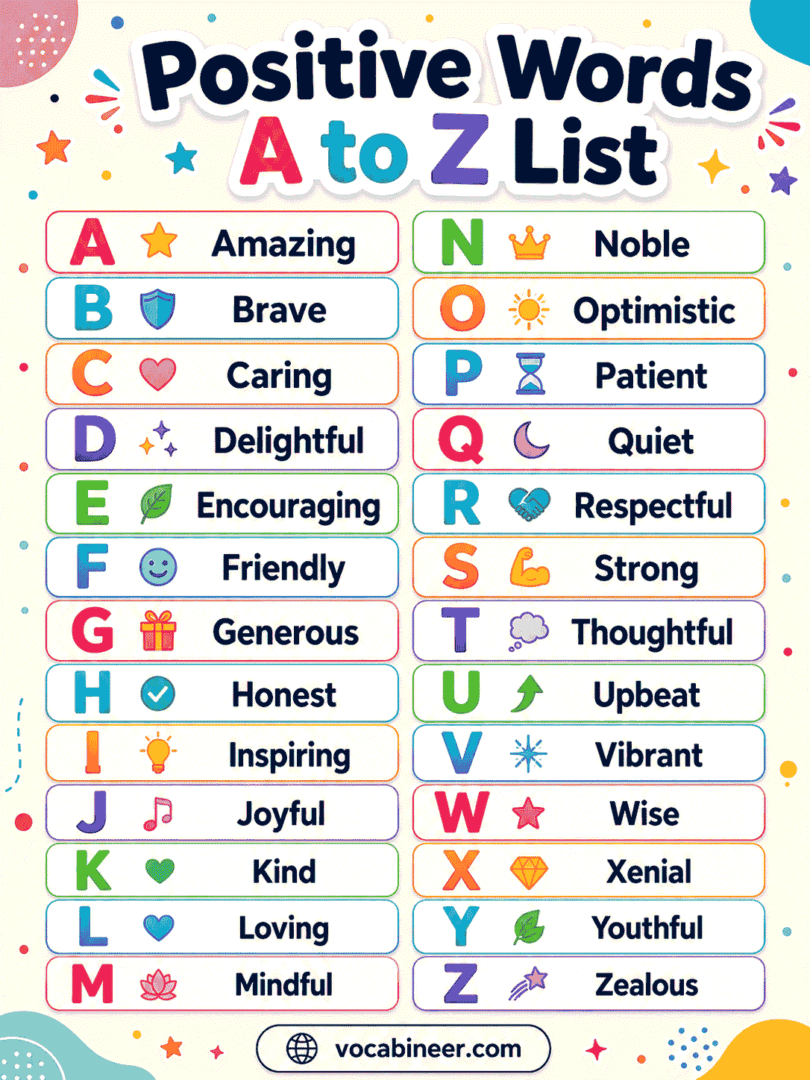500+ Positive Words List with Meanings and Examples
