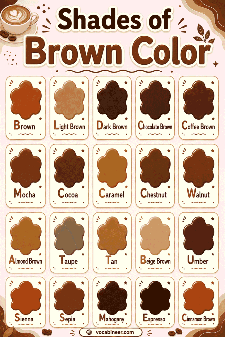 Shades of Brown Names with Pictures and Hex Codes