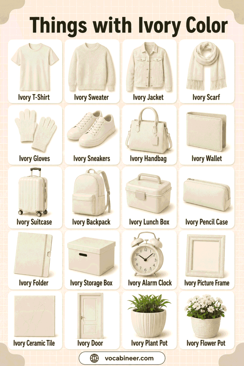 225 Things with Ivory Color with Names and Pictures