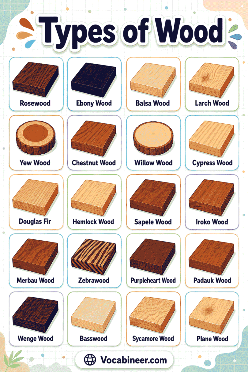 Different Types of Wood Names with Pictures Guide