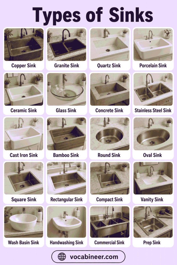 Different Types of Sinks with Uses and Pictures Explained