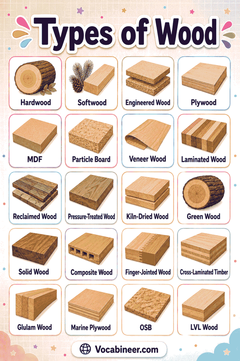 Different Types of Wood Names with Pictures Guide