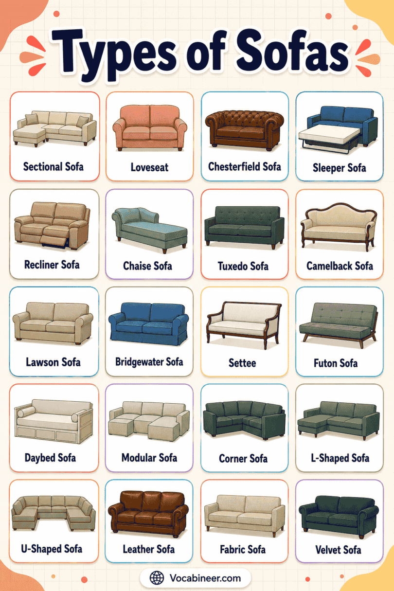 Popular Sofa Types with Pictures and Uses