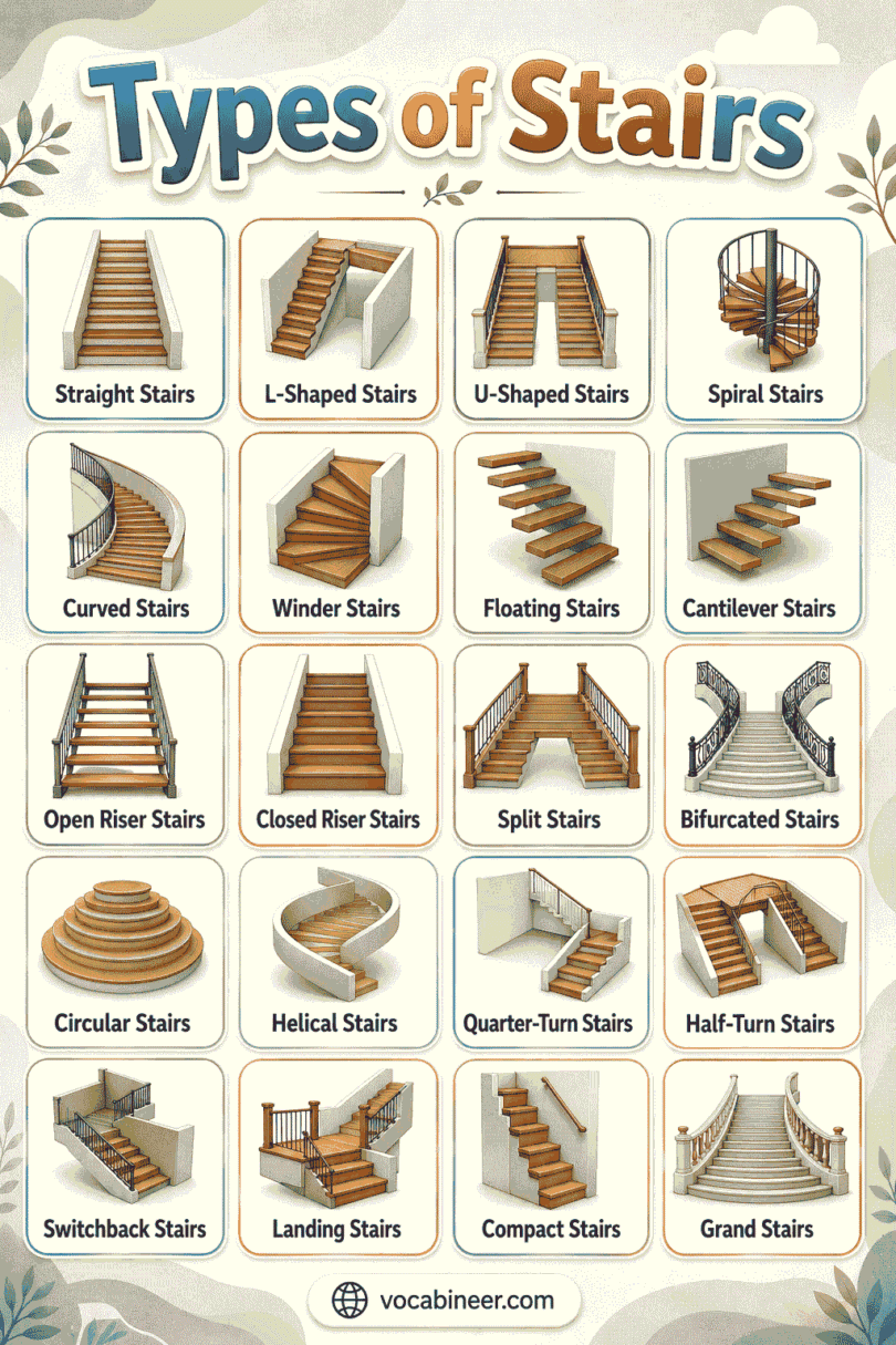 Different Types of Stairs with Pictures and Uses