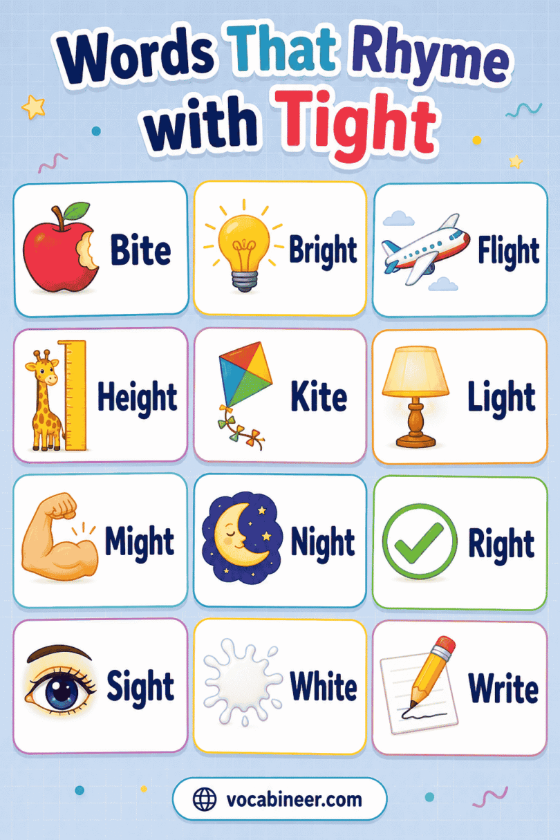 Words That Rhyme with Tight with Meanings and Examples