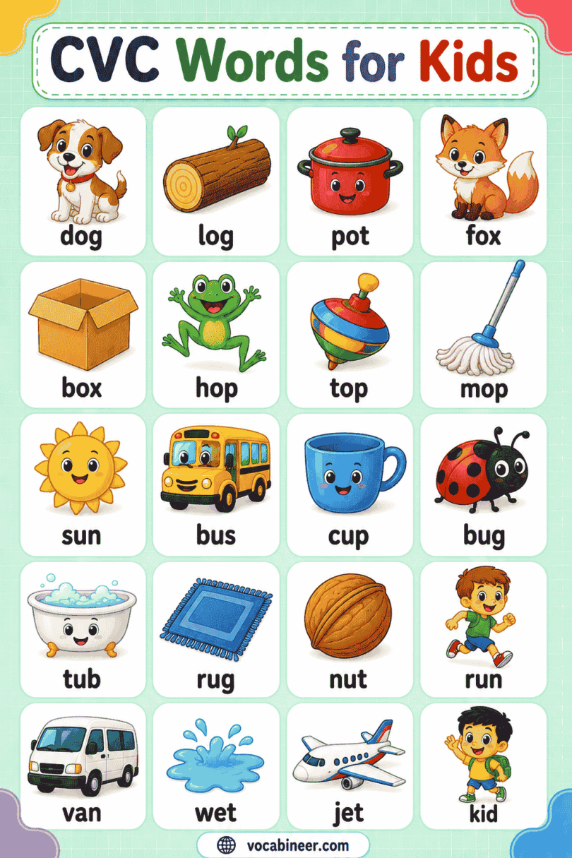 CVC Words for Kids: Meaning, List & Examples with Pictures