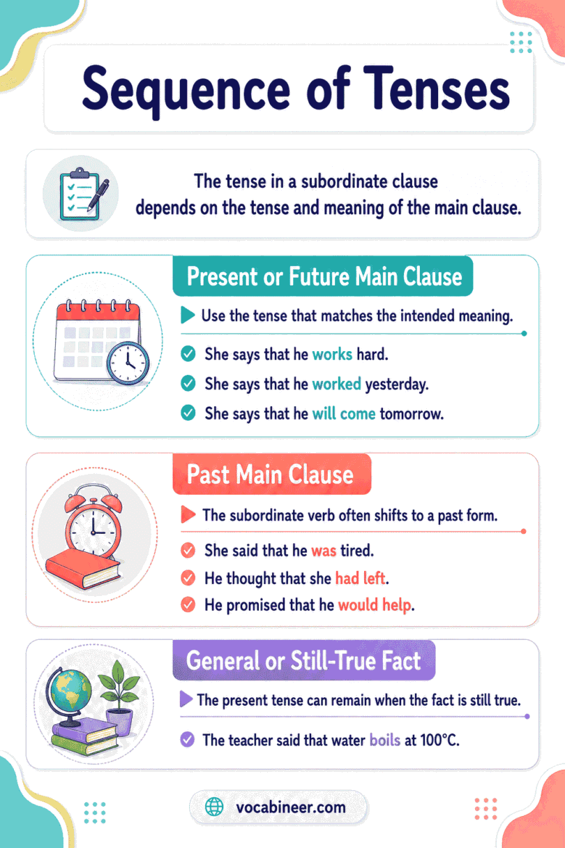 Sequence of Tenses: Rules, Backshift and Examples